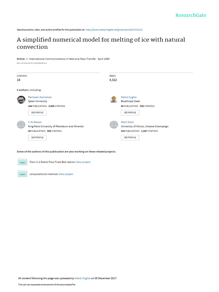 A Simplified Numerical Model For Melting of Ice Wi | PDF | Heat ...