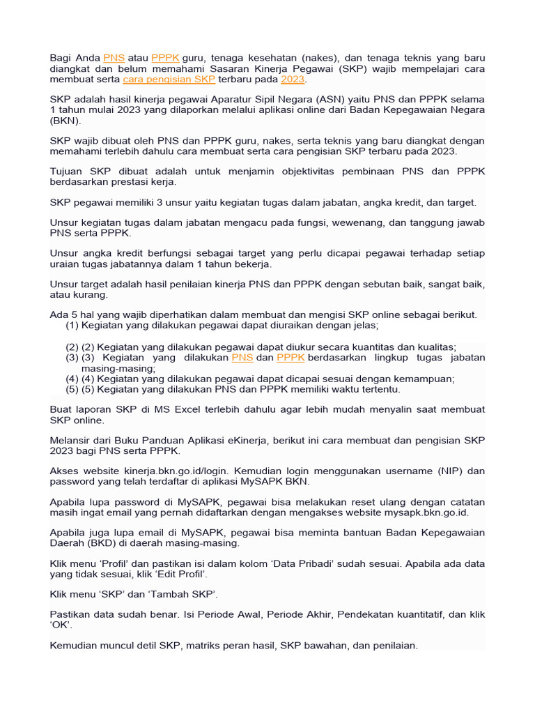 Panduan SKP 2023 untuk PNS dan PPPK | PDF | Karier & Perkembangan