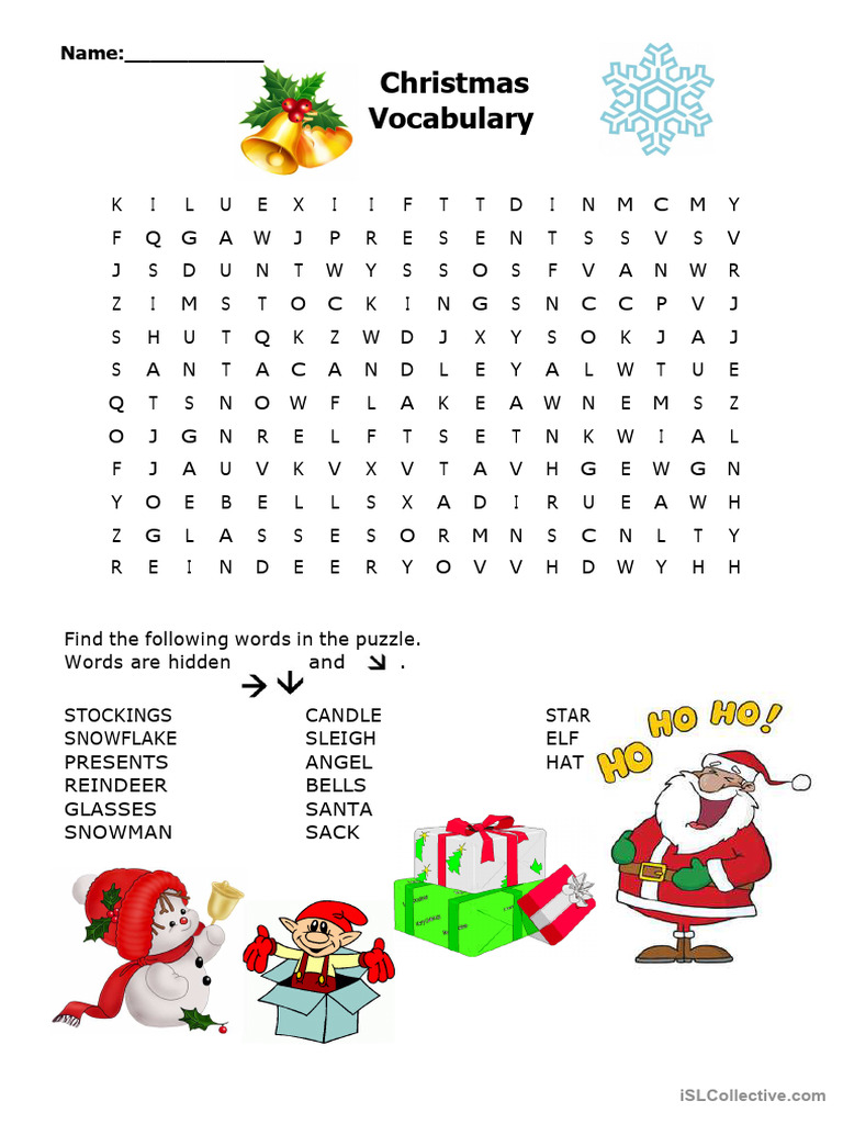 Christmas Vocabulary Word Search | PDF | Christmas | Christmas Fiction