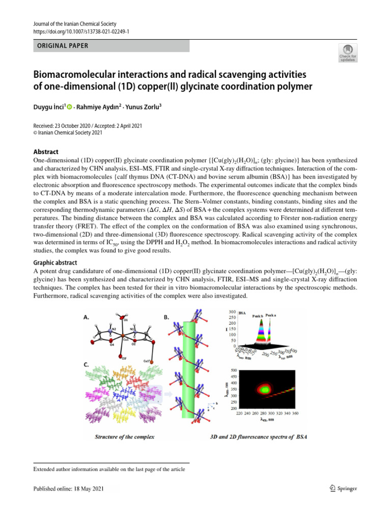 Biomacromolecular Interactions and Radical Scavenging Activities | PDF ...
