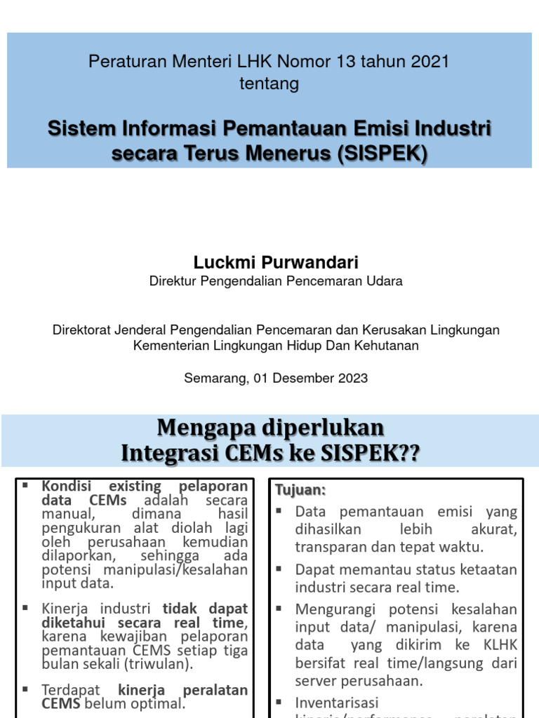 r2 01122023 CEMs SISPEK P13-2021 | PDF | Teknologi & Rekayasa