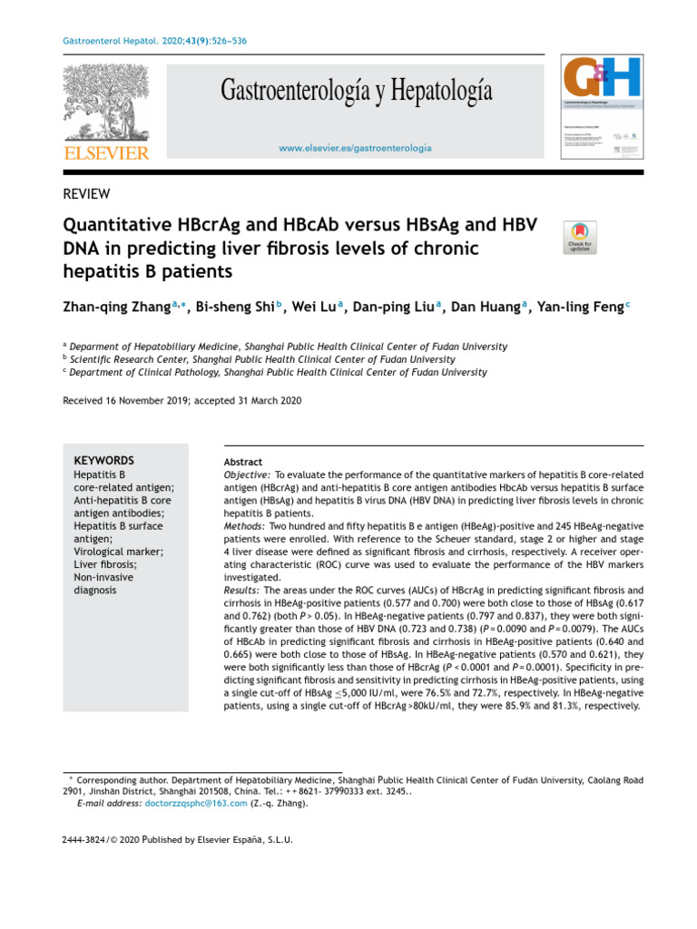 Quantitative HBcrAg and HBcAb versus HBsAg and HBV DNA in predicting liver fibrosis levels of ...