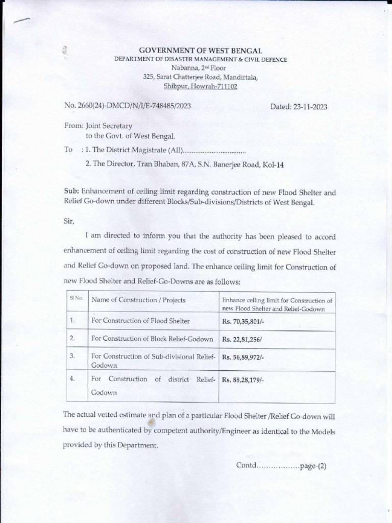 Enhancement of Ceiling Limit Regarding Construction of New Flood ...