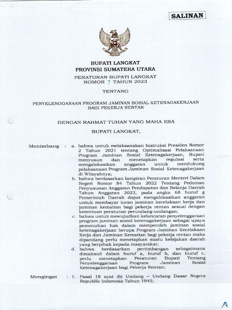Perbup No 7 Tahun 2023 OKE | PDF