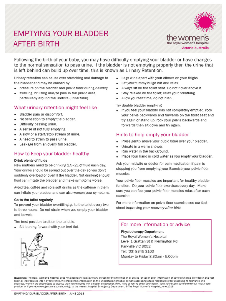 Emptying-your-bladder-after-birth-2024 | PDF | Urine | Urination