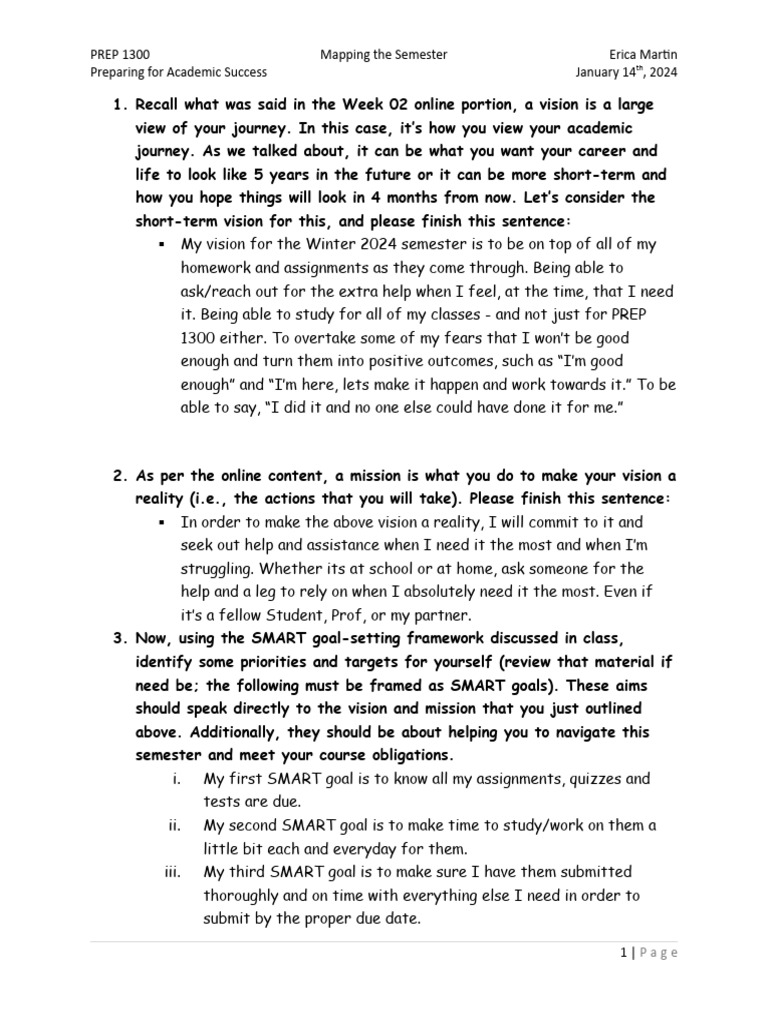 Mapping The Semester Prep 1300 | PDF | Behavior Modification | Social ...