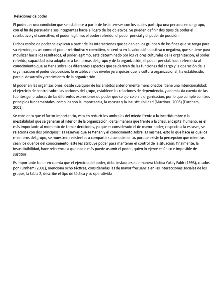 Relaciones de Poder El Poder | PDF | Conocimiento | Sicología