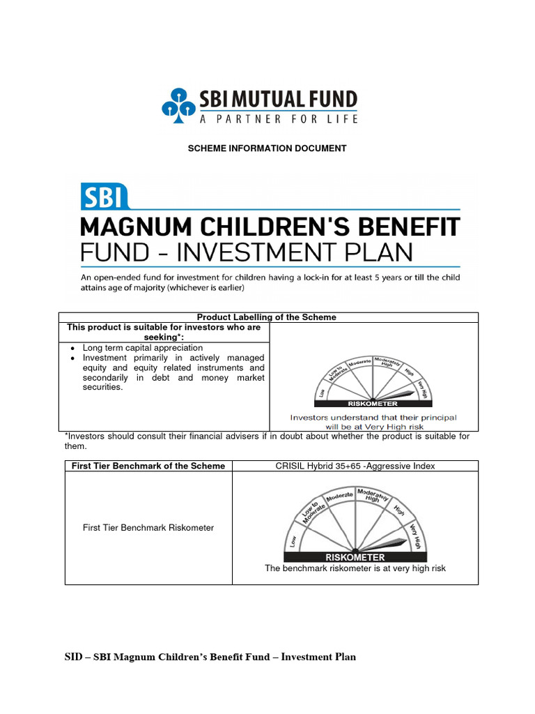 Sid Sbi Magnum Childrens Benefit Fund Investment Plan | PDF | Derivative (Finance) | Financial Risk