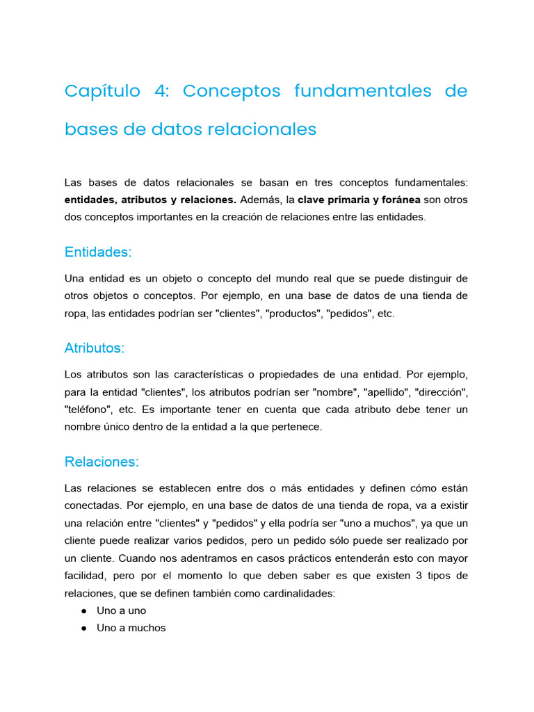 Bases de Datos - Capítulo 4 - Conceptos Fundamentales de Bases de Datos Relacionales | PDF ...