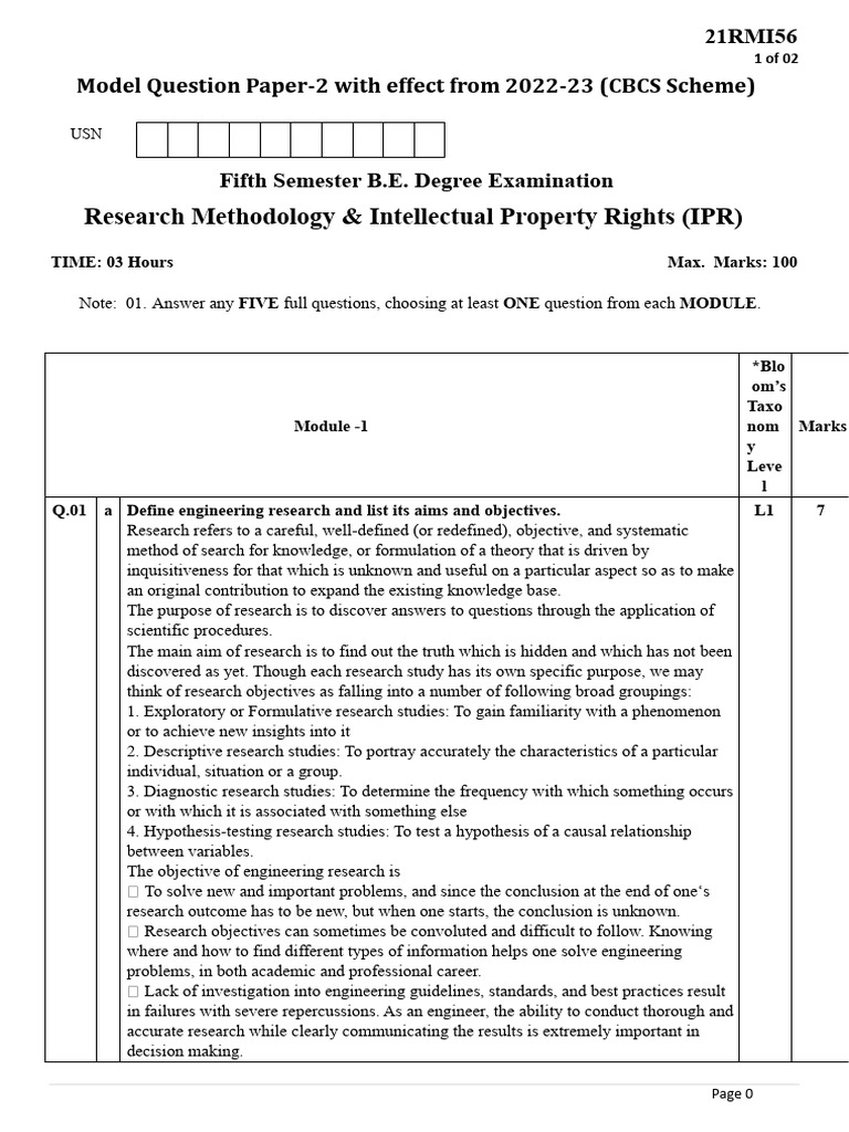 21RMI56 Model Paper 2 Ans Set 2 | PDF | Patent | Glossary Of Patent Law ...