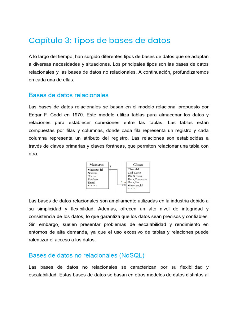 Bases de Datos - Capítulo 3 - Tipos de Bases de Datos | Descargar gratis PDF | Bases de datos ...