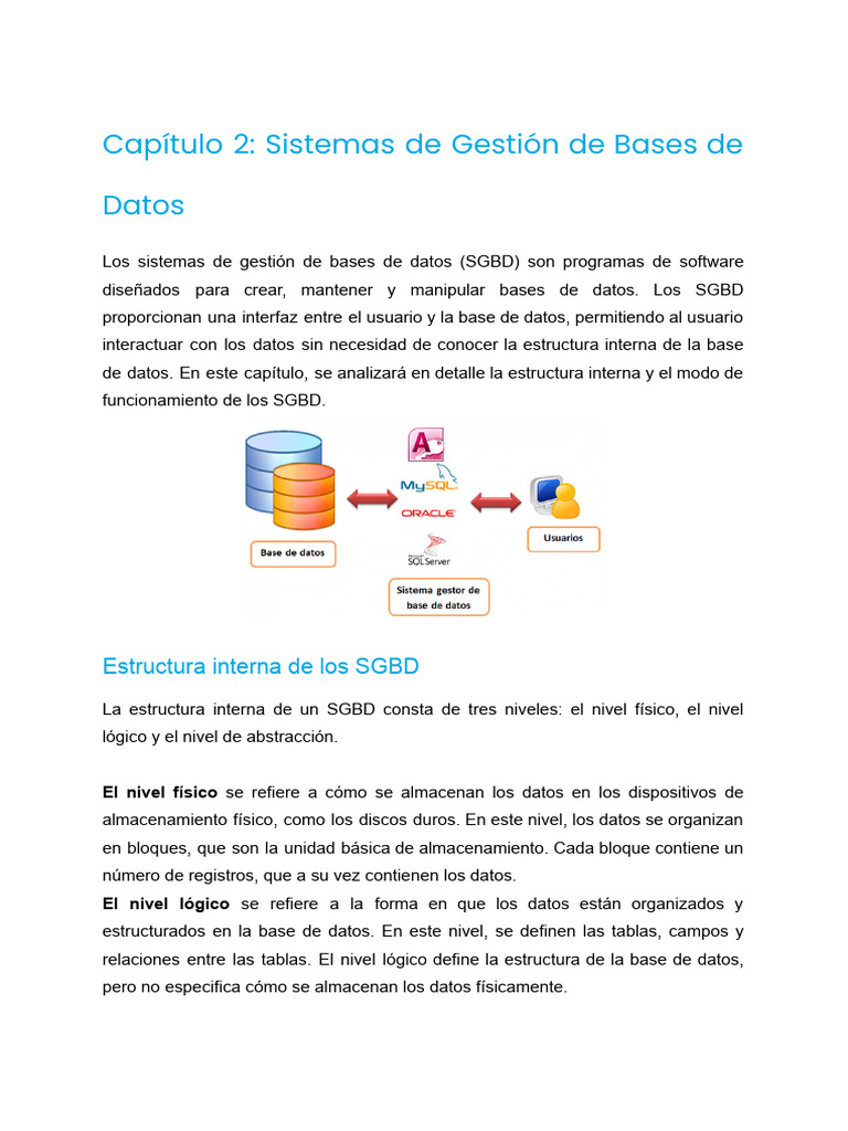 Estructura y Funcionamiento de SGBD | PDF | Bases de datos | Mi sql