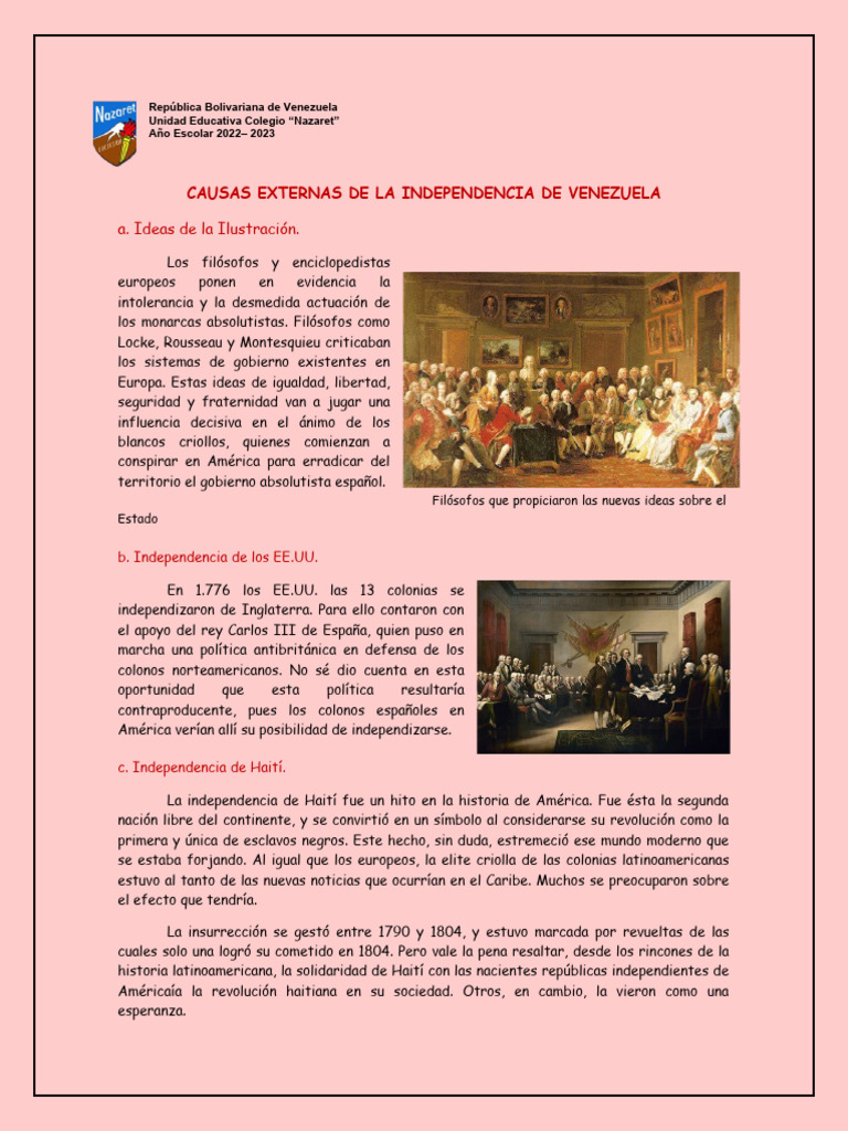 Causas Externas de La Independencia de Venezuela | PDF | Imperio ...