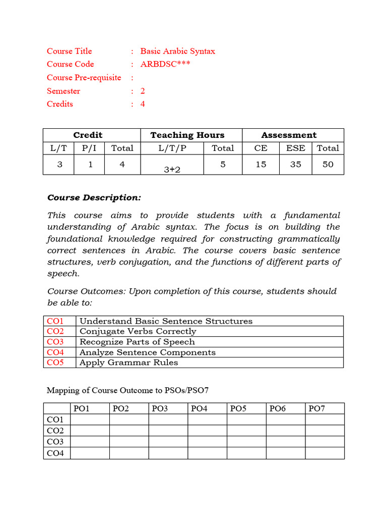 2 Basic Arabic Syntax | PDF