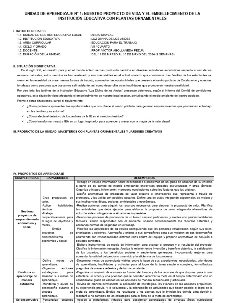 4to Grado U1 | PDF | Aprendizaje | Iniciativa empresarial