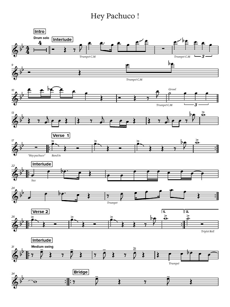 Hey Pachuco (Lead Brass) | PDF | Trumpet | Musical Instruments