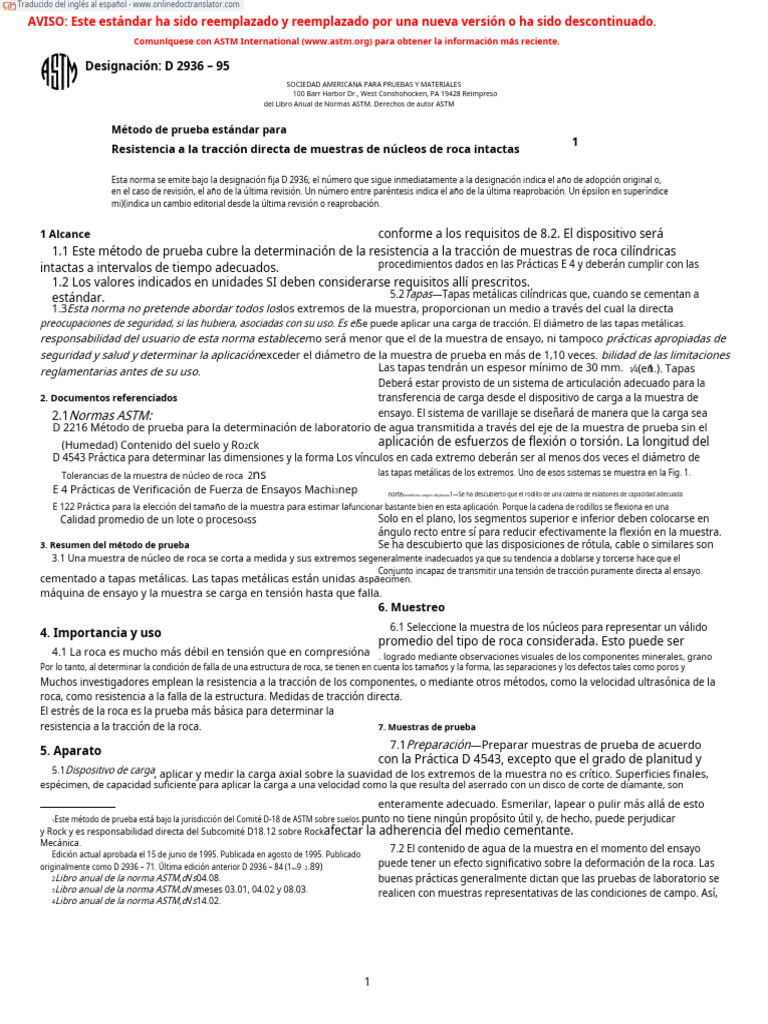 ASTM-D2936-95 Traducida | PDF | Resistencia a la tracción | Agua