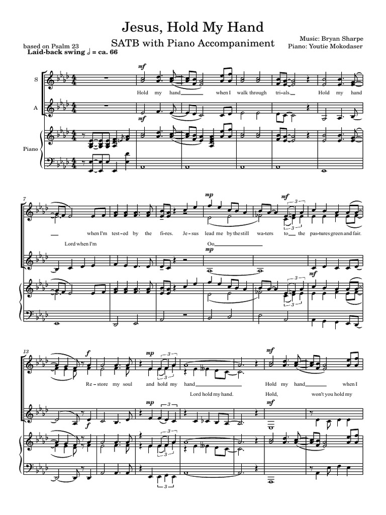 Jesus, Hold My Hand - SATB Sheet Music | PDF | Musical Compositions ...
