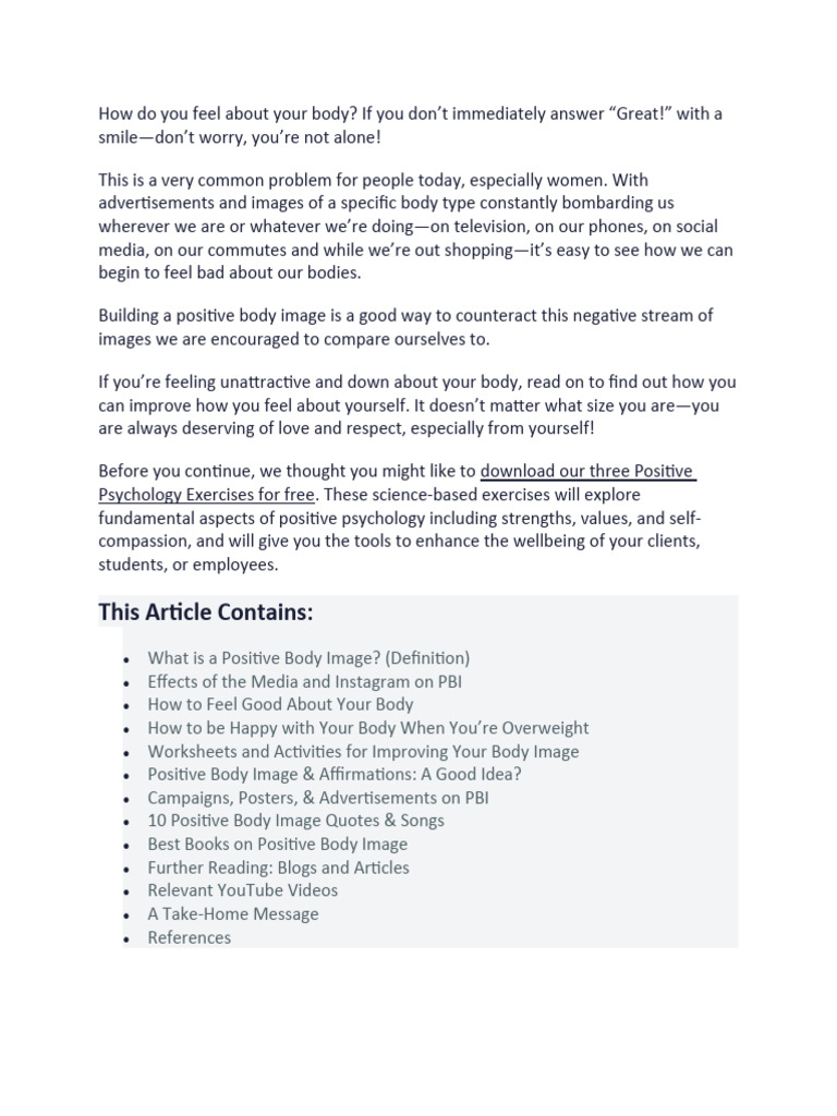 How Do You Feel About Your Body | PDF | Body Image | Thought