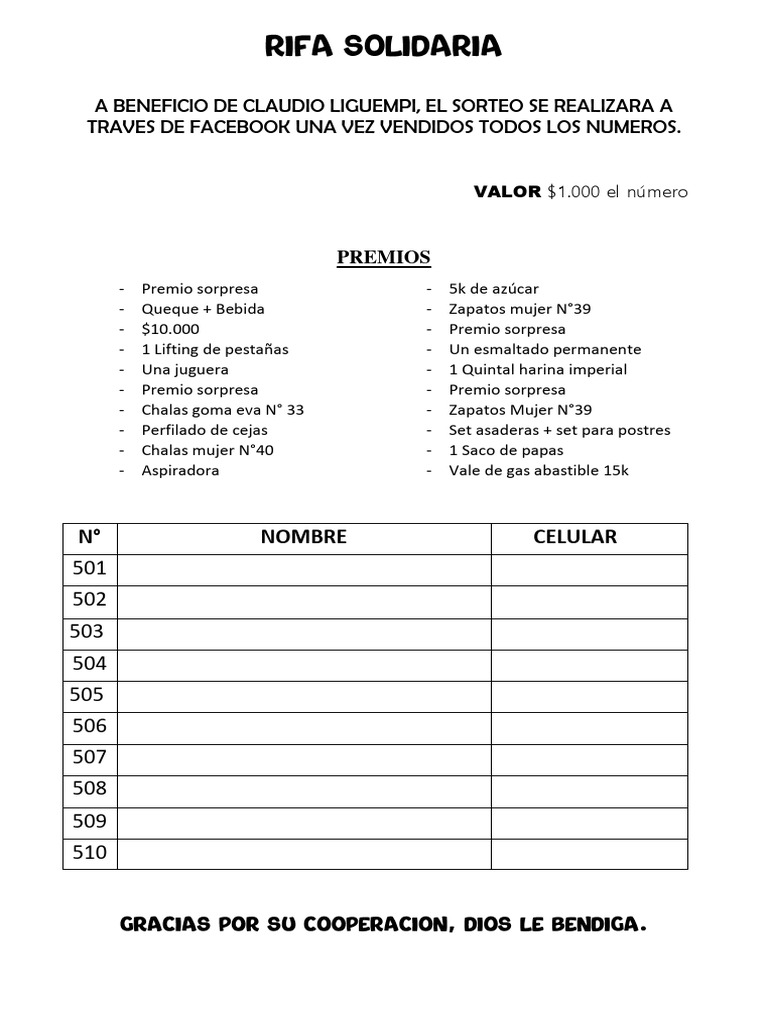 RIFA SOLIDARIA | PDF