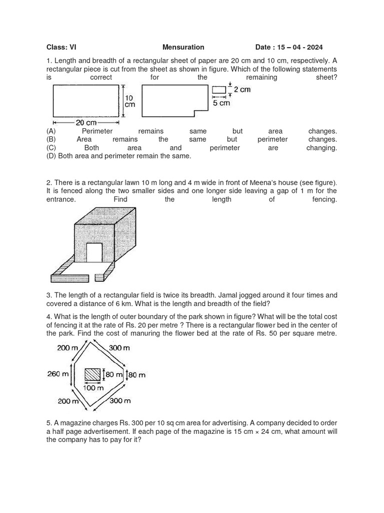 Olympiad Questions Apr 2ndd Week | PDF | Length | Rectangle