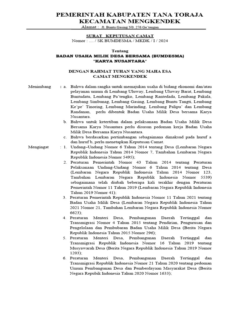 Draf SK Bumdesma Ok | PDF