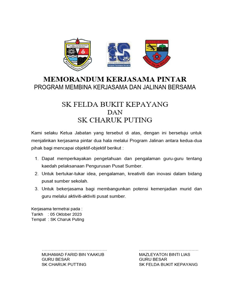 Kerjasama SK Felda Bukit Kepayang dan SK Charuk Puting | PDF | Karier ...