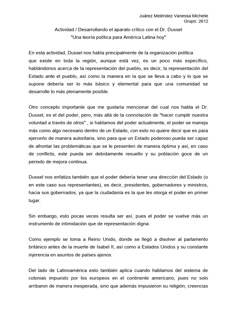 Desarrollando El Aparato Critico Con El DR Dussel | PDF | Estado ...