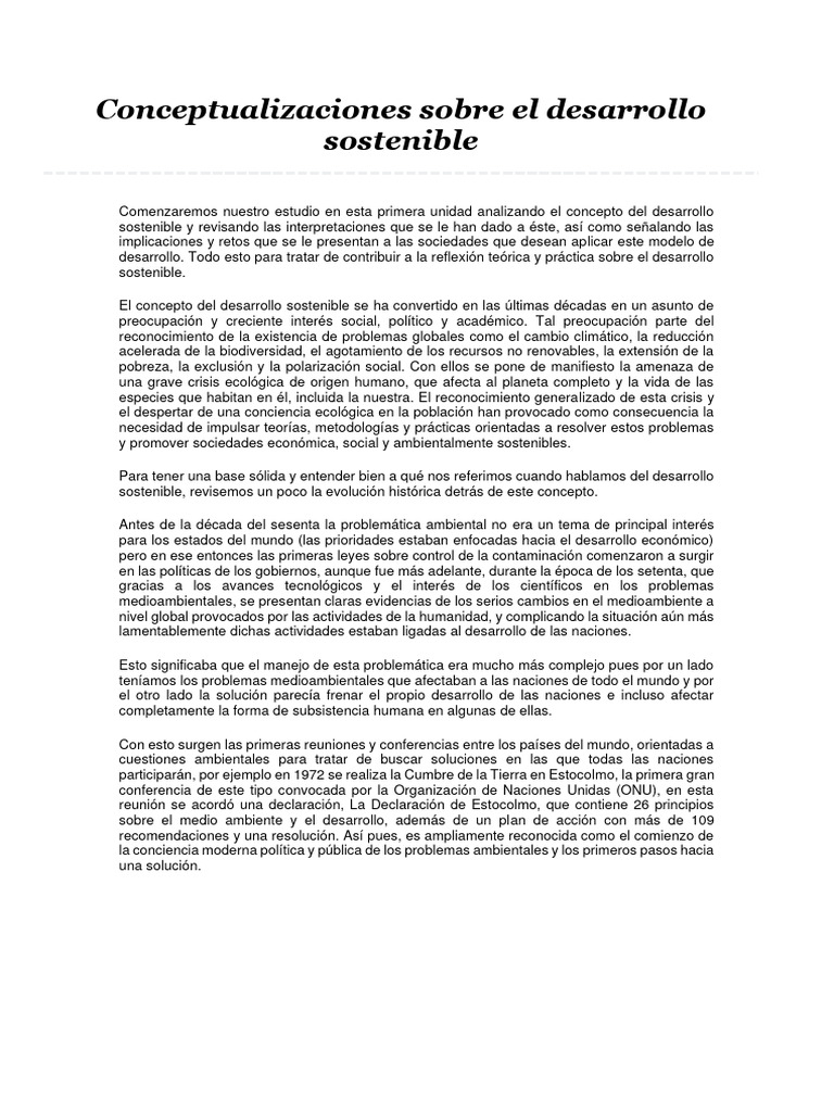 Conceptualizaciones sobre el desarrollo sostenible | PDF | Desarrollo sostenible | Sustentabilidad