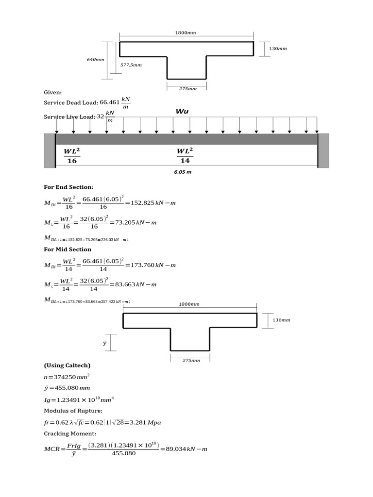 Given: Service Dead Load: Service Live Load:: For End Section | PDF | Mechanical Engineering ...