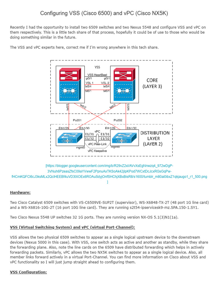Configuring VSS (Cisco 6500) and VPC (Cisco NX5K) _ Data Center and Network Technobabble | PDF ...