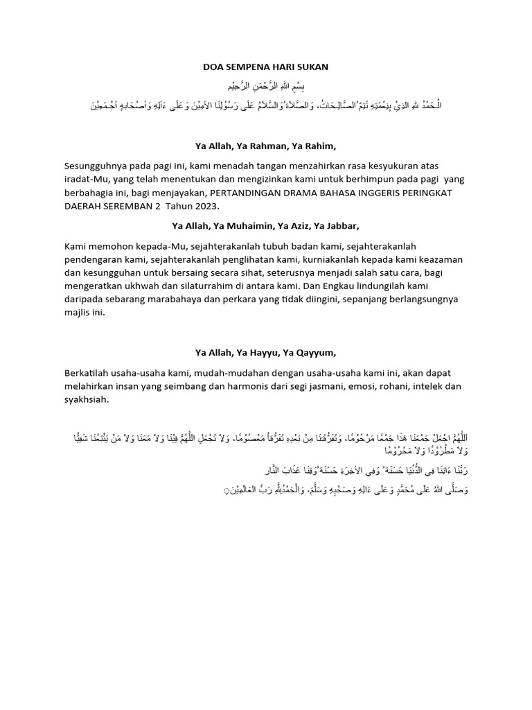 2023 Doa Program Drama Bi | PDF | Kesehatan Holistik | Agama & Spiritualitas