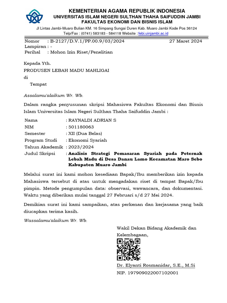 Surat Izin Pra-Riset Dan Riset - Penelitian A.N. RAYNALDI ADRIAN S | PDF | Karier & Perkembangan