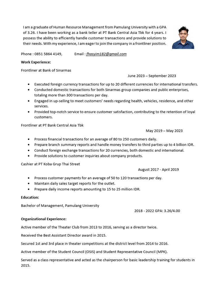 Cv Fuad Hasyim | PDF | Indonesian Rupiah | Banks