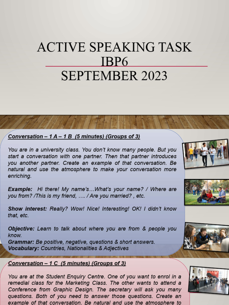 Active Speaking Task IBP6 2023 | PDF | Human Communication | Linguistic ...