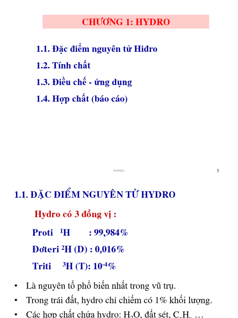 Chương 1. Hidro | PDF