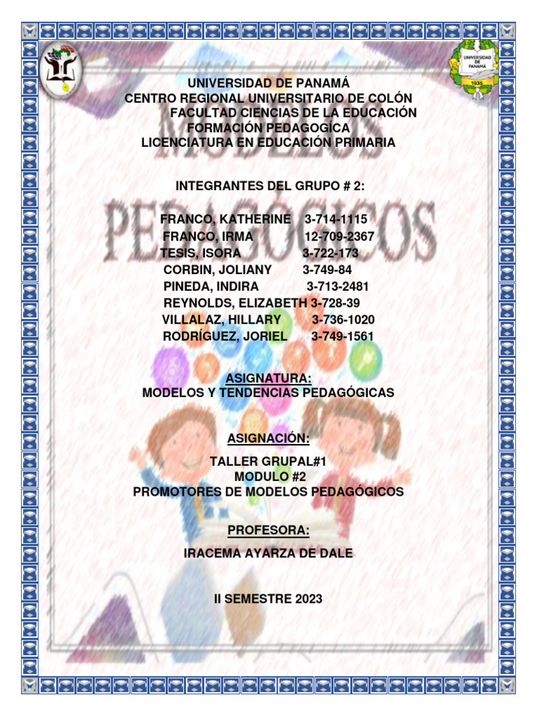 Trabajo Grupal Prom. de Mod. Pedag. Modelo y Tendencia Pedagogica | PDF ...