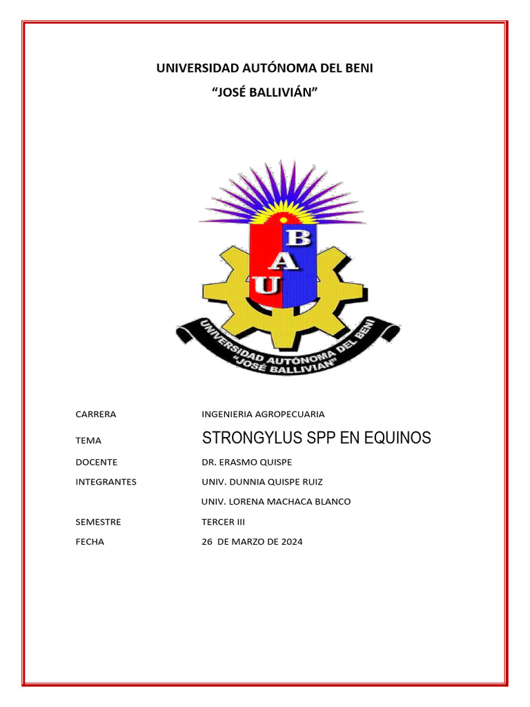 Strongylus spp: Parásitos en Equinos | PDF | Especialidades Medicas