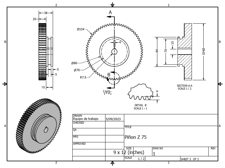 Piñon Z 75 Technical Drawing | PDF