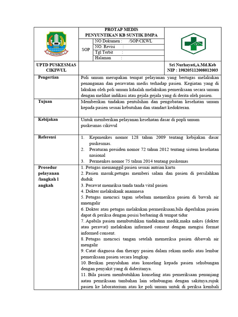 Sop Pelayanan Poli Umum | PDF