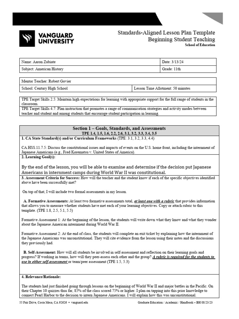 BST Lesson Plan Colloborative Instruction | PDF | Educational Assessment | Lesson Plan