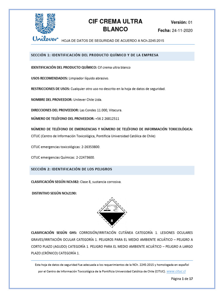 Hoja de Seguridad Cif | Descargar gratis PDF | Dióxido de carbono | Combustión