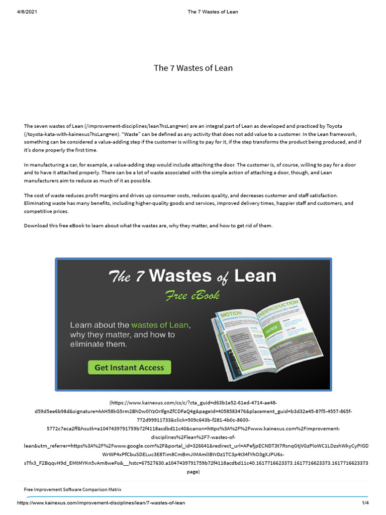 7 Wastes of Lean Explained | PDF | Lean Manufacturing | Inventory