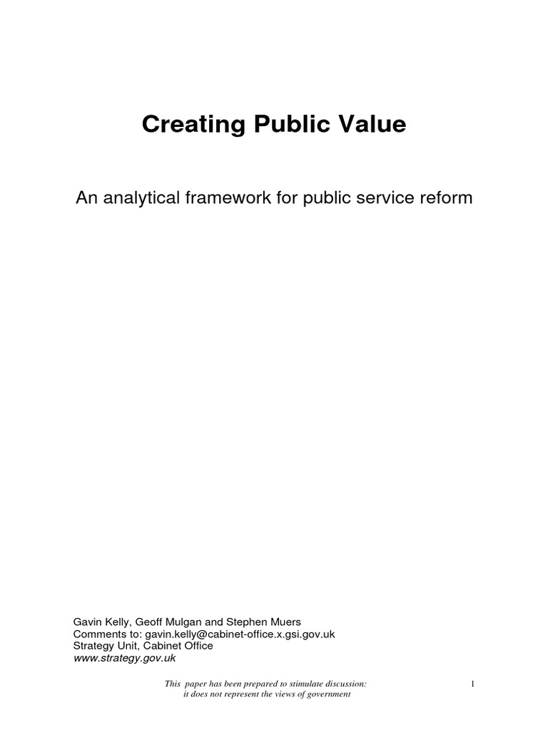 Creating Public Value | PDF | Market (Economics) | Policy