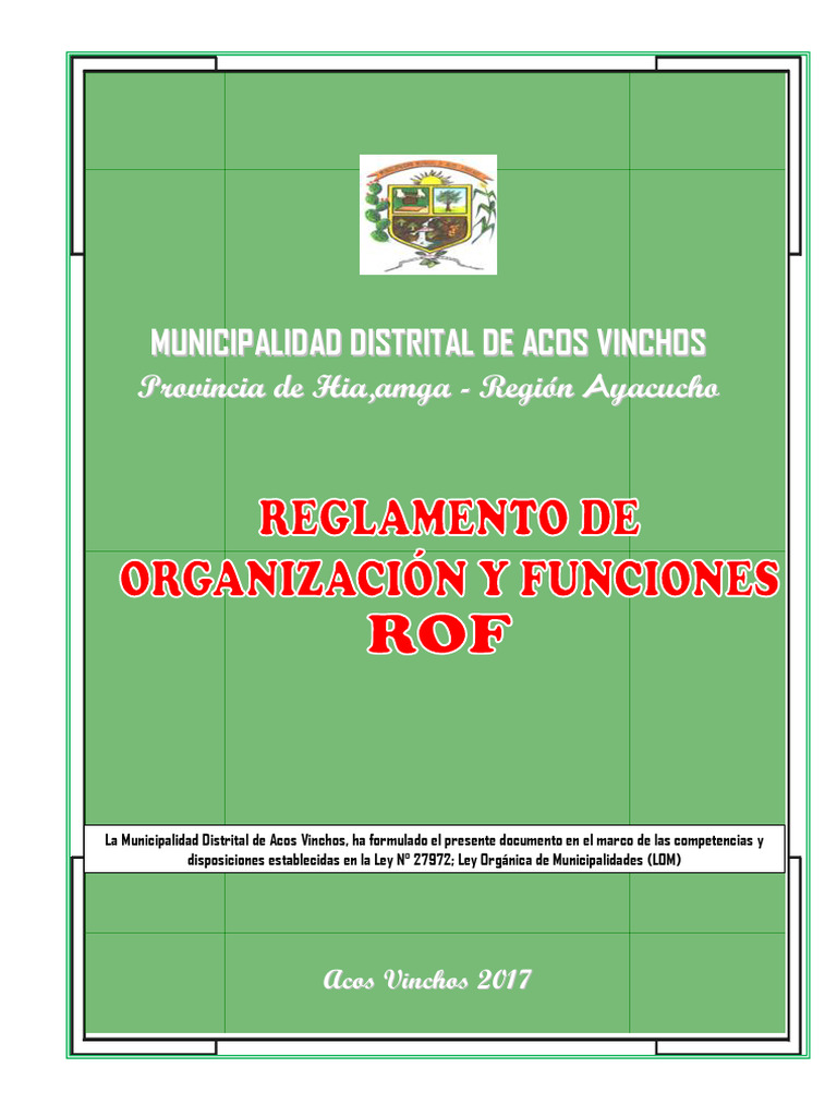 ROF Acosvinchos | Descargar gratis PDF | Gobierno local | Alcalde