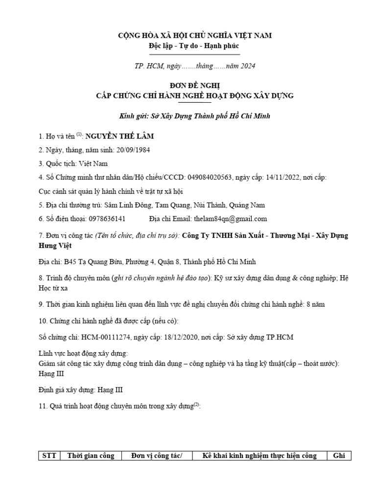 Đơn đề nghị xin cấp CCHN | PDF
