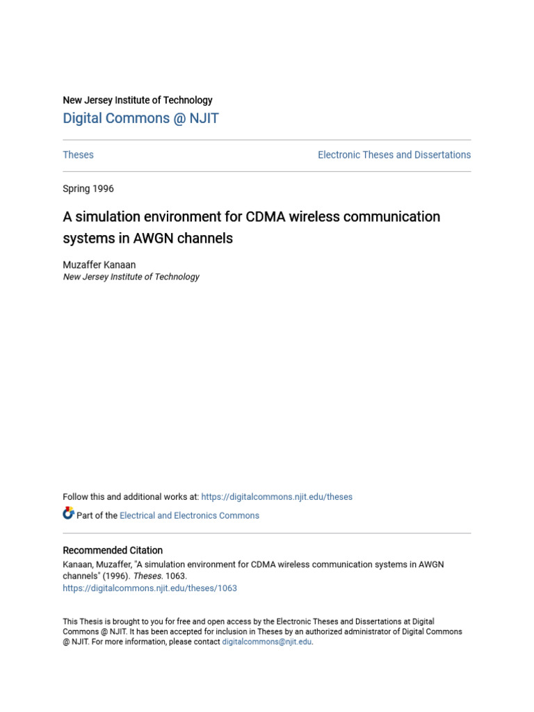 A Simulation Environment For CDMA Wireless Communication Systems | PDF | Cellular Network ...
