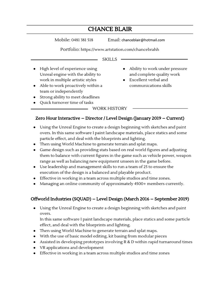 Chance Blair Factory Hand Resume | PDF
