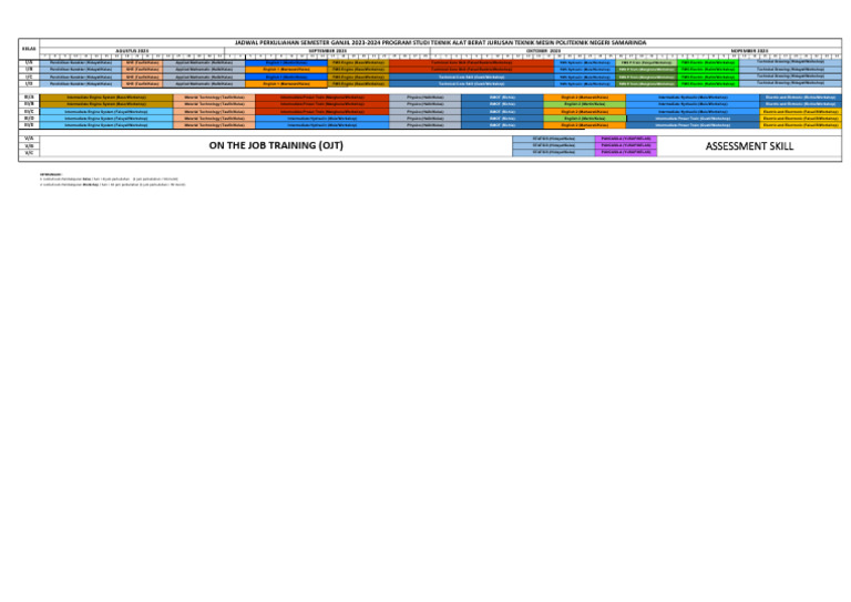 Jadwal Kuliah Teknik Alat Berat 2023 | PDF | Physical Sciences | Engineering