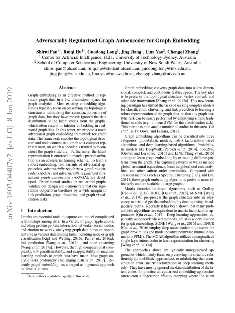2019 Adversarially Regularized Graph Autoencoder For Graph Embedding 9537